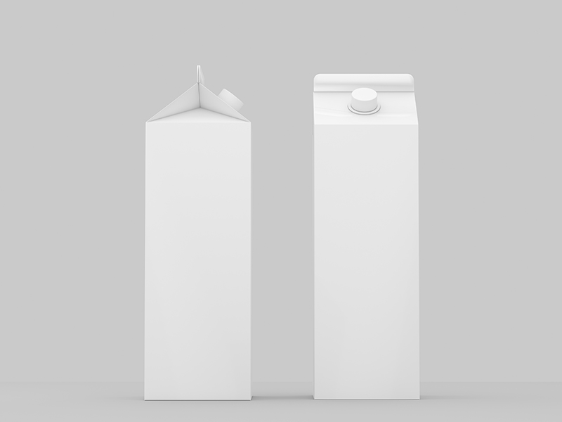 Blank white juice box with straw mockup isolated on white Vector Image