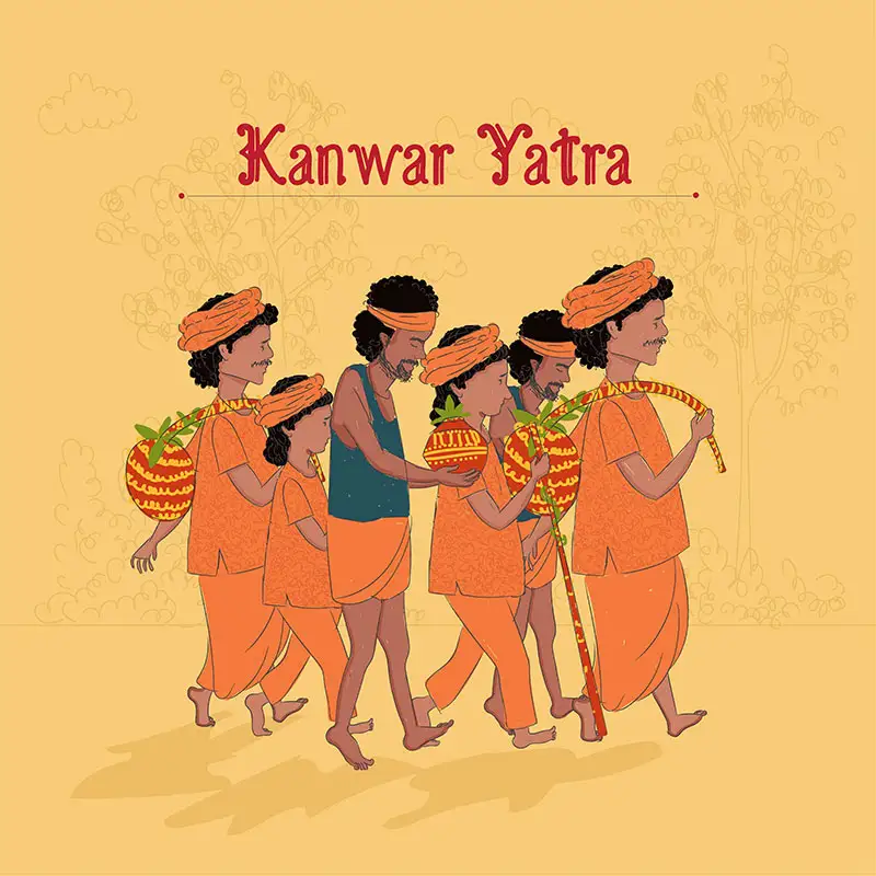 Free vector Kanwar Yatra Festival for Lord Shiva Festival