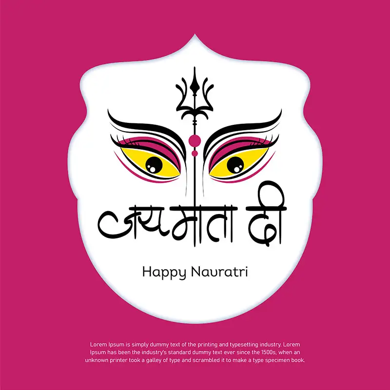 Happy Navratri Jai Mata Di Greeting Poster with Red Background Vector ...